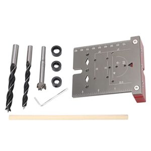 Hinge Jig, 35MM Aluminum Alloy Cup Style Hinge Drilling Jig Woodworking Hole Saw Kit,Opener Set Hand DIY Tool 3 in 1 Splicing Plate Punching Fixer, for Face Frame Cabinet Cupboard Door Hinges Inset