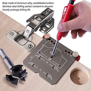 Hinge Jig, 35MM Aluminum Alloy Cup Style Hinge Drilling Jig Woodworking Hole Saw Kit,Opener Set Hand DIY Tool 3 in 1 Splicing Plate Punching Fixer, for Face Frame Cabinet Cupboard Door Hinges Inset