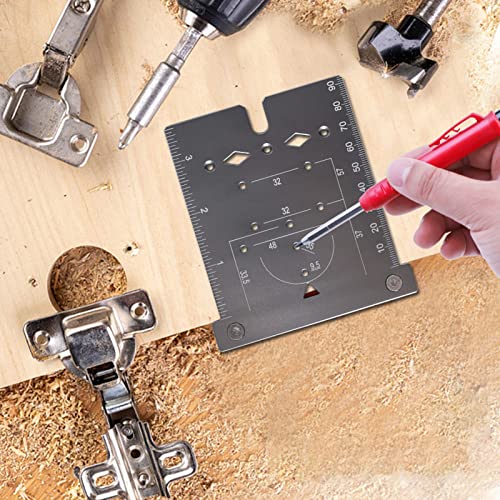 Hinge Jig, 35MM Aluminum Alloy Cup Style Hinge Drilling Jig Woodworking Hole Saw Kit,Opener Set Hand DIY Tool 3 in 1 Splicing Plate Punching Fixer, for Face Frame Cabinet Cupboard Door Hinges Inset