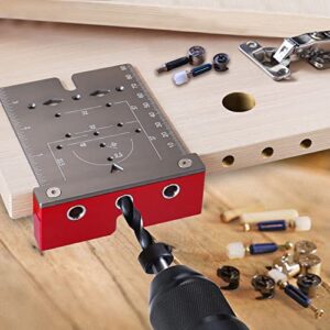 Hinge Jig, 35MM Aluminum Alloy Cup Style Hinge Drilling Jig Woodworking Hole Saw Kit,Opener Set Hand DIY Tool 3 in 1 Splicing Plate Punching Fixer, for Face Frame Cabinet Cupboard Door Hinges Inset