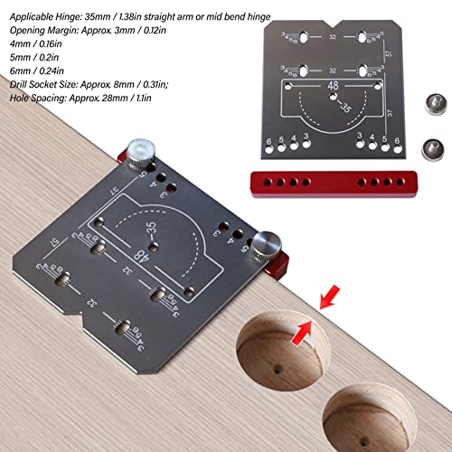 Hinge Jig, 35MM Aluminum Alloy Cup Style Hinge Drilling Jig Woodworking Hole Saw Kit,Opener Set Hand DIY Tool 3 in 1 Splicing Plate Punching Fixer, for Face Frame Cabinet Cupboard Door Hinges Inset