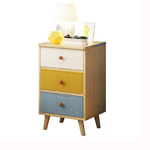 LHLLHL Bedside Table Mini Minimalist Bedroom Storage Cabinet, Bedside Table with Three Drawer Design