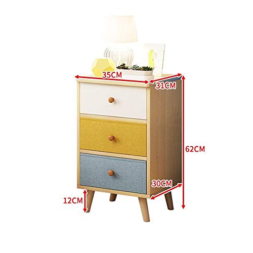 LHLLHL Bedside Table Mini Minimalist Bedroom Storage Cabinet, Bedside Table with Three Drawer Design