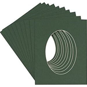 CountryArtHouse Hunter Green Acid Free 17x23 Oval Picture Frame Mat with White Core Bevel Cut for 14x20 Pictures - Fits 17x23 Frame - Pack of 25 Matboards