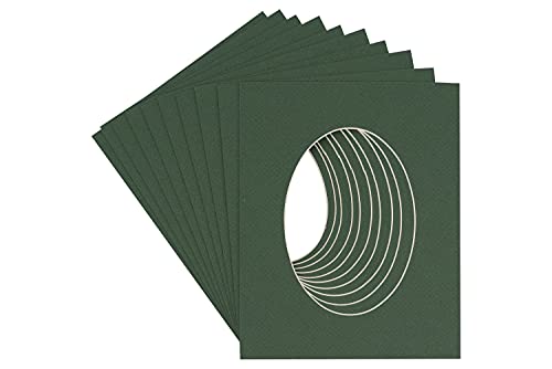 CountryArtHouse Hunter Green Acid Free 17x23 Oval Picture Frame Mat with White Core Bevel Cut for 14x20 Pictures - Fits 17x23 Frame - Pack of 25 Matboards