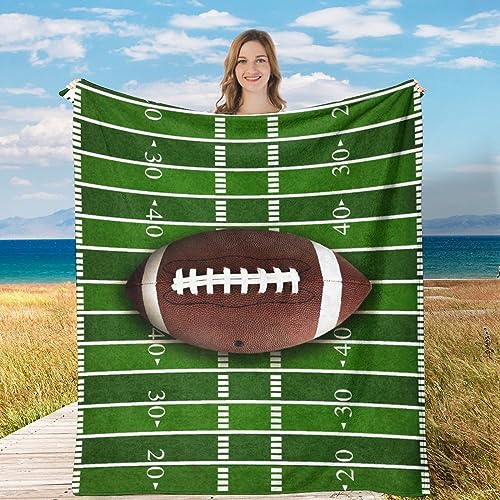 Firiseroh American Football Field Throw Blanket Football Gifts for Boys Men American Football Lover Blanket Unique Gifts for Football Player Plush Cozy Throws for Bed Sofa 80×60