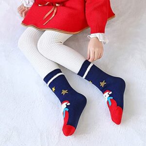 AOIROE 4PC Cotton Children Kids Socks Winter Socks Baby Christmas Socks Floor Socks Floor Crawling Socks Socks (B, one size)