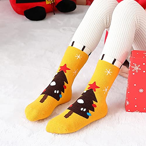 AOIROE 4PC Cotton Children Kids Socks Winter Socks Baby Christmas Socks Floor Socks Floor Crawling Socks Socks (B, one size)