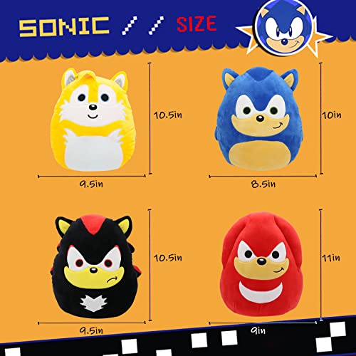 10 inches Sonic Plush Doll, Tails, Knuckles, Shadow Plush Toy, Shadow Stuffed Animals Plush Pillow (1-Sonic)