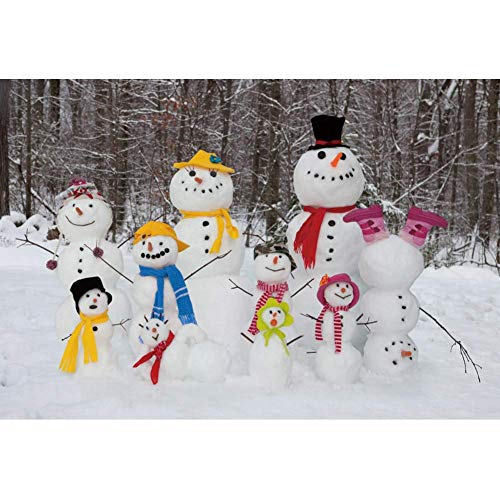 DORCEV 5x3ft Snowman Photography Backdrop for Christmas Party Background Winter Cold Snow Tree Forest Snowman Family Xmas Party Banner Wallpaper Kids Adult Christmas Photo Studio Props