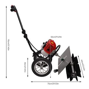 YUNLAIGOTOP Lawn Sweeper Push, 1.7HP 2-Stroke Portable Push Lawn Sweeper with Mudguard, Gas Powered Push Lawn Sweeper Broom, Gasoline Artificial Grass Sweeper for Streets, Lawns, Garden