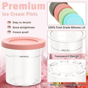 EVANEM 2/4/6PCS Creami Deluxe Pints, for Creami Ninja Ice Cream Deluxe,16 OZ Creami Deluxe Bpa-Free,Dishwasher Safe Compatible with NC299AMZ,NC300s Series Ice Cream Makers,Gray+Blue-4PCS