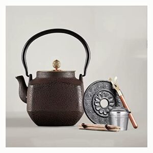 cast iron teapot cast iron tea kettle cast iron whistling tea kettlewith cool toch ergonomic handle cast iron tea kettle stovetop safe water kettle electric stovetops (color : a, size : 2)