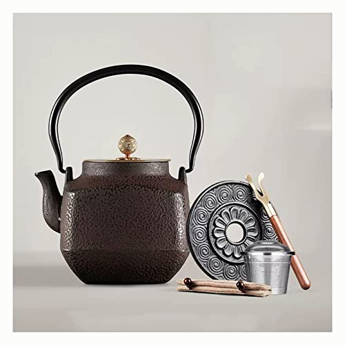 Cast Iron Teapot Cast Iron Tea Kettle Cast Iron Whistling Tea Kettlewith Cool Toch Ergonomic Handle Cast Iron Tea Kettle Stovetop Safe Water Kettle Electric Stovetops (Color : A, Size : 2)