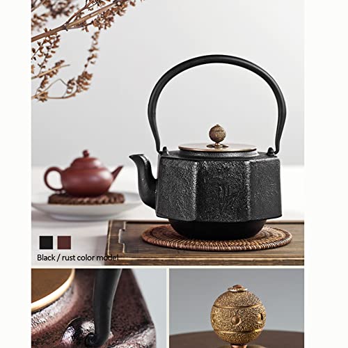 Cast Iron Teapot Cast Iron Tea Kettle Cast Iron Whistling Tea Kettlewith Cool Toch Ergonomic Handle Cast Iron Tea Kettle Stovetop Safe Water Kettle Electric Stovetops (Color : A, Size : 2)