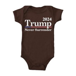 Trump 2024 Never Surrender - Mugshot Bodysuit (Brown, Newborn)