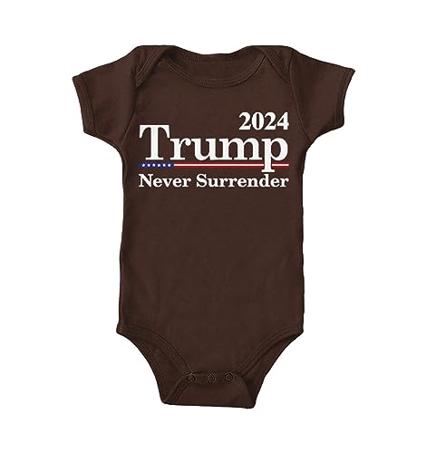 Trump 2024 Never Surrender - Mugshot Bodysuit (Brown, Newborn)