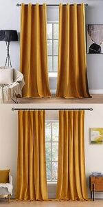 miulee velvet curtains mustard yellow grommet curtains thermal insulated soundproof room darkening curtains/drapes for living room bedroom 52x90 inch set of 2 bundle pinch pleated curtains 2 panels