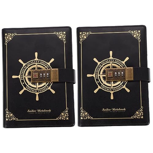 Ciieeo 2 pcs sailor notebook Coded Locking Diary Book drawing diary with lock Business Notepads Writing Notepad Diary Office Notepad room decor pocket travel Paper dairy products Journal