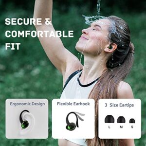 for Samsung Galaxy Note10 Wireless Earbuds Bluetooth Headphones 48hrs Play Back Sport Earphones with LED Display Over-Ear Buds with Earhooks Built-in Mic - Black