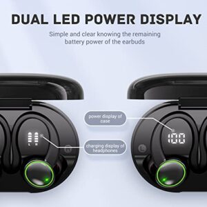 for Samsung Galaxy A03s Wireless Earbuds Bluetooth Headphones 48hrs Play Back Sport Earphones with LED Display Over-Ear Buds with Earhooks Built-in Mic - Black