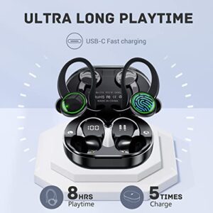 for Samsung Galaxy A30s Wireless Earbuds Bluetooth Headphones 48hrs Play Back Sport Earphones with LED Display Over-Ear Buds with Earhooks Built-in Mic - Black