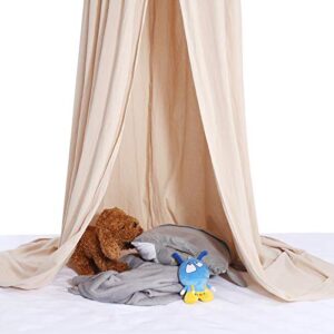 Fdit Hanging Bed Canopy Mos1quito Net Curtain for Baby Kid, Soft Cotton Material (Khaki)