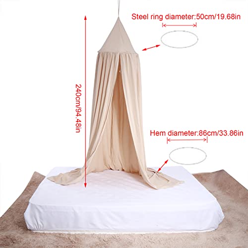 Fdit Hanging Bed Canopy Mos1quito Net Curtain for Baby Kid, Soft Cotton Material (Khaki)