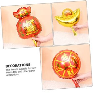 ibasenice 24 pcs 2021 Spring Festival Balloons lantern decor foil balloons garland decor Chinese New Year party wall decoration red ballons ox year balloons Chinese Style Balloon Party Decor