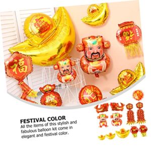 ibasenice 24 pcs 2021 Spring Festival Balloons lantern decor foil balloons garland decor Chinese New Year party wall decoration red ballons ox year balloons Chinese Style Balloon Party Decor