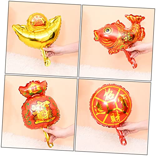 ibasenice 24 pcs 2021 Spring Festival Balloons lantern decor foil balloons garland decor Chinese New Year party wall decoration red ballons ox year balloons Chinese Style Balloon Party Decor