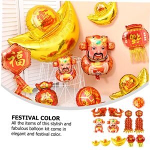 Abaodam 36 pcs 2021 Spring Festival Balloons garland decor lantern decorative foil balloons red ballons 2021 New Year Eve Party Favor ox year party balloons Aluminum Film Balloon Lucky set