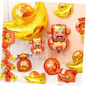 Abaodam 36 pcs 2021 Spring Festival Balloons garland decor lantern decorative foil balloons red ballons 2021 New Year Eve Party Favor ox year party balloons Aluminum Film Balloon Lucky set