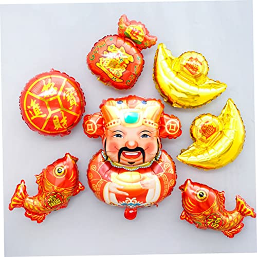 Abaodam 36 pcs 2021 Spring Festival Balloons garland decor lantern decorative foil balloons red ballons 2021 New Year Eve Party Favor ox year party balloons Aluminum Film Balloon Lucky set