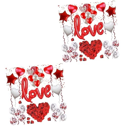 Abaodam 2 Sets valentine's day decoration garland decor foil balloons heart decor Proposal Rose Petals propose balloons romantic ballon emulsion balloon party decoration balloons wedding