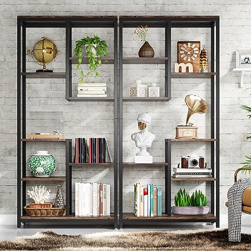 Tribesigns 6-Tier Tall Bookshelf Bookcase Set of 2, Industrial 8-Shelf Open Bookcase Storage Display Book Shelves for Living Room, Home Office