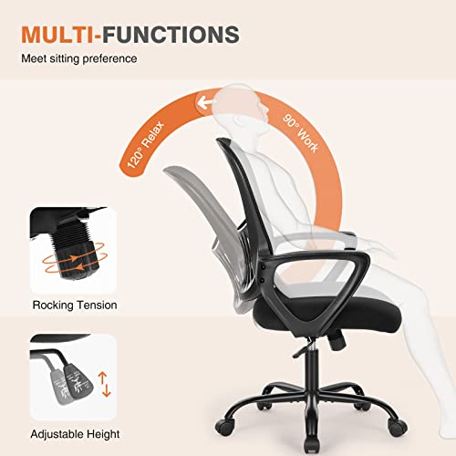 Office Chair, Mid Back Mesh Office Computer Swivel Desk Task Chair, Ergonomic Executive Chair with Armrests