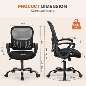 Office Chair, Mid Back Mesh Office Computer Swivel Desk Task Chair, Ergonomic Executive Chair with Armrests