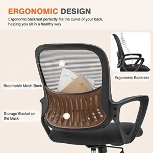 Office Chair, Mid Back Mesh Office Computer Swivel Desk Task Chair, Ergonomic Executive Chair with Armrests