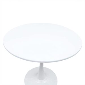 Xuthusman 31.5-in Round Tulip Pedestal Dining Table Mid-Century Modern Coffee Leisure Table Bar Tulip Pedestal End Side Table with Round MDF White