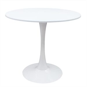 Xuthusman 31.5-in Round Tulip Pedestal Dining Table Mid-Century Modern Coffee Leisure Table Bar Tulip Pedestal End Side Table with Round MDF White