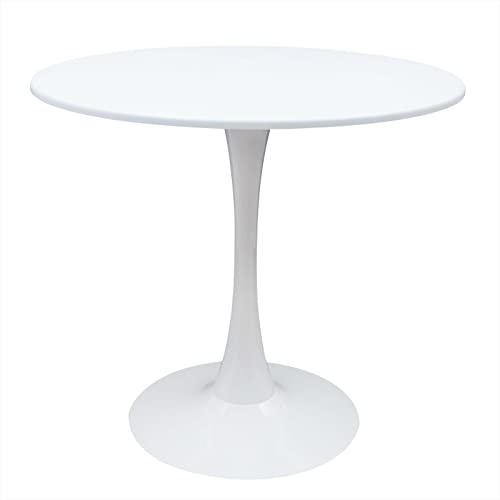 Xuthusman 31.5-in Round Tulip Pedestal Dining Table Mid-Century Modern Coffee Leisure Table Bar Tulip Pedestal End Side Table with Round MDF White