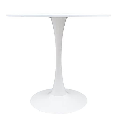 Xuthusman 31.5-in Round Tulip Pedestal Dining Table Mid-Century Modern Coffee Leisure Table Bar Tulip Pedestal End Side Table with Round MDF White