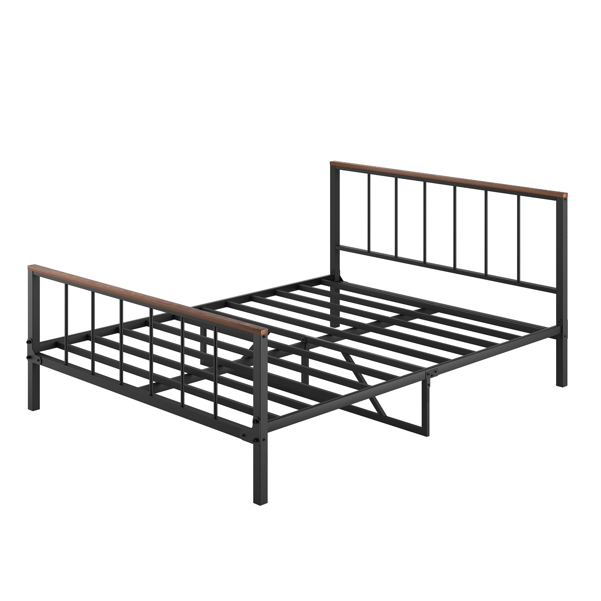 yoptote, Queen Size Metal Platform Frames with Headboard and Footboard for Bedroom,Black Bed