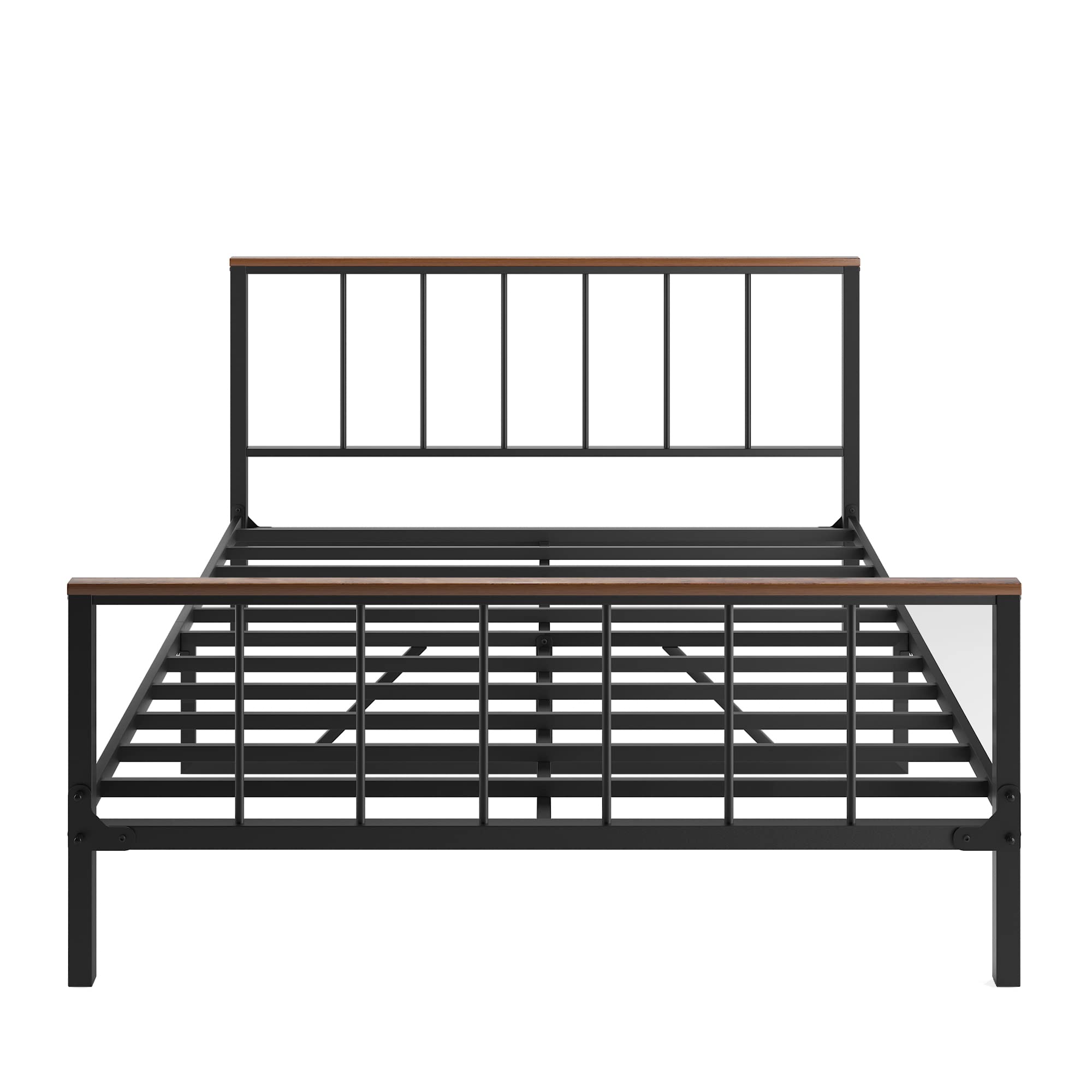 yoptote, Queen Size Metal Platform Frames with Headboard and Footboard for Bedroom,Black Bed