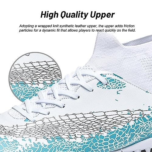 Maylrvjv Men's Cleats High Top Soccer Shoes Football Spikes Ankle Boots Shock-Absorbing Indooor Outdoor Training Athletic Sneakers