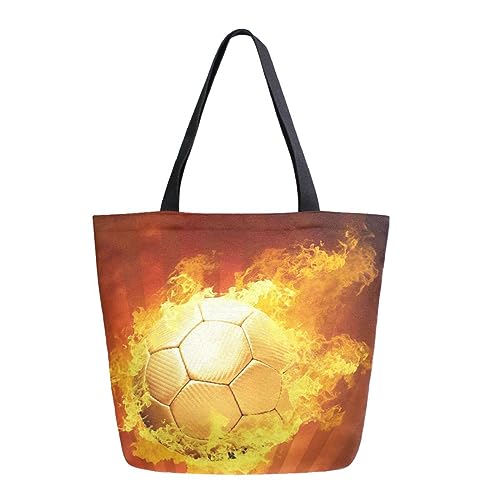 Naanle Canvas Tote Bag Large Womens Casual Shoulder Bag Handbag Fire Basketball Canvas Tote Bag Reusable Grocery Shopping Cloth Bags Beach Bag for Women