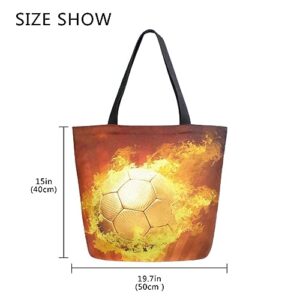 Naanle Canvas Tote Bag Large Womens Casual Shoulder Bag Handbag Fire Basketball Canvas Tote Bag Reusable Grocery Shopping Cloth Bags Beach Bag for Women