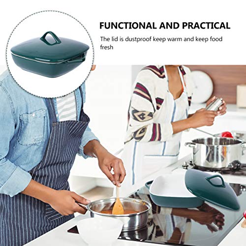 Ceramic Bread Pan Ceramic Cooking Dish Nordic Binaural Cake Dessert Bread Baking Pan with Cover Lid Micro Oven Square Plate Tray for Home Kitchen Shop Red Ceramic Loaf Pan