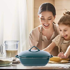 Ceramic Bread Pan Ceramic Cooking Dish Nordic Binaural Cake Dessert Bread Baking Pan with Cover Lid Micro Oven Square Plate Tray for Home Kitchen Shop Red Ceramic Loaf Pan